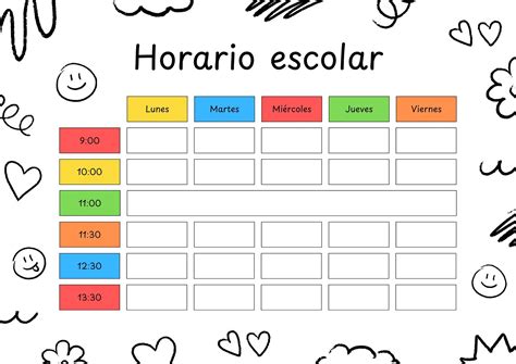 Plantilla De Horario Escolar Plantilla De Horario Escolar Minimalista