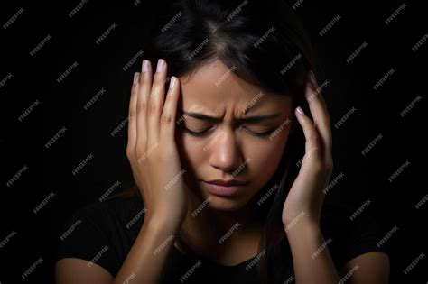 Premium Photo A Woman Holding Her Head In Her Hands