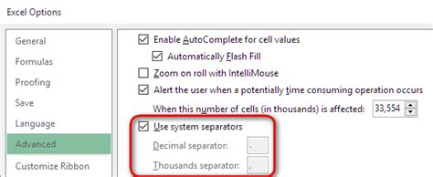 why does excel seem to use and differently per your localization