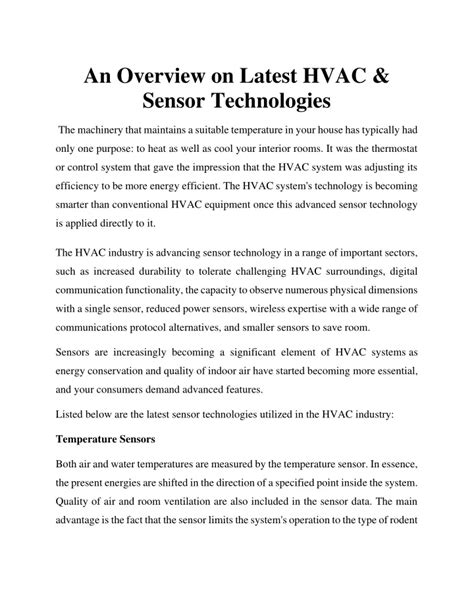 Ppt An Overview On Latest Hvac And Sensor Technologies Powerpoint