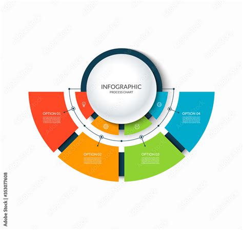 Infographic Semi Circular Chart Divided Into 4 Parts Step By Step