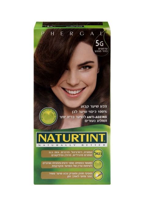 צבע לשיער ערמונים בהיר מוזהב 165 מל נטורטינט Permanent Hair Color 5g Light Golden Chestnut 165