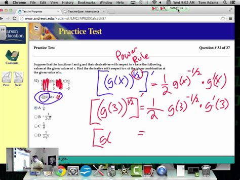 Ap Calculus Chapter 3 Test Problem 32b Youtube