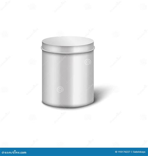 Mockup And Template Of Realistic Cylindrical Metal Box Stock Vector