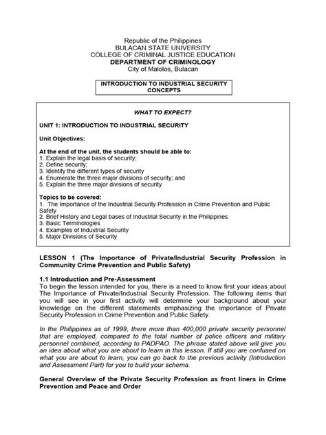 Industrial Security Manegement Lesson 1 3 Pdf Security Guard Police