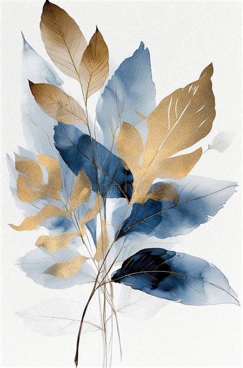 白色背景中的水色金色和蓝色树叶双曝光 库存例证 插画 包括有 照亮 偷听 特写镜头 黑暗 本质 277016531