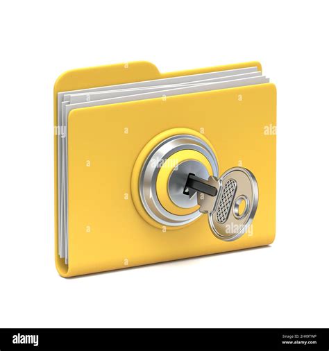 Yellow Folder Icon Data Security Concept 3d Rendering Illustration Isolated On White Background