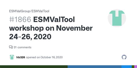 Esmvaltool Workshop On November 24 26 2020 · Issue 1866 · Esmvalgroup
