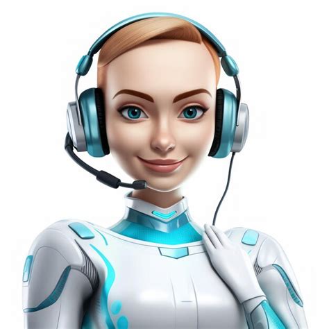 Premium Ai Image Realistic Robot Girl With Headphones Closeup