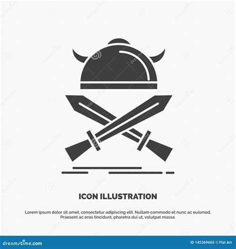 Battle Emblem Viking Warrior Swords Icon Glyph Vector Gray Symbol For Ui And Ux Website Or