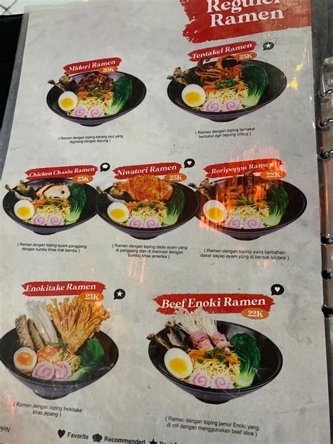 Carta Del Restaurante Ramen Bajuri Lengkong Bandung Jl Sasak Gantung