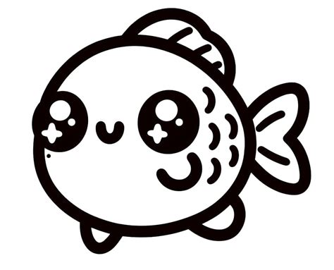 Coloriage Un Poisson Kawaii télécharger et imprimer gratuit sur