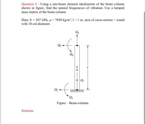 Solved Question 4 ﻿using A One Beam Element Idealization