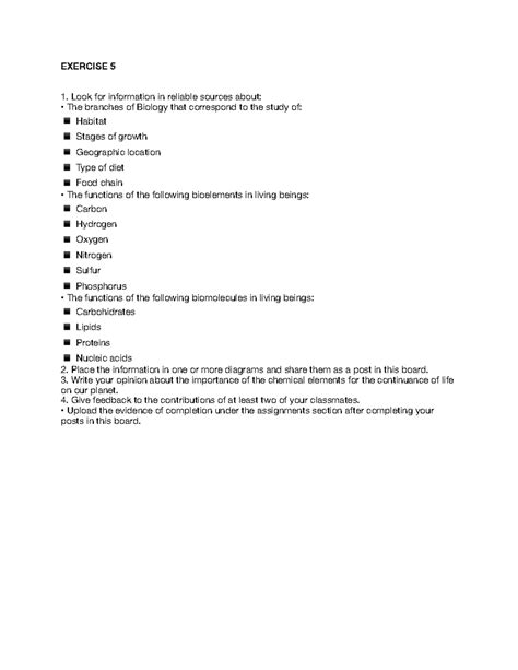 Exercise 5 Life Science Exercise 5 Look For Information In Reliable
