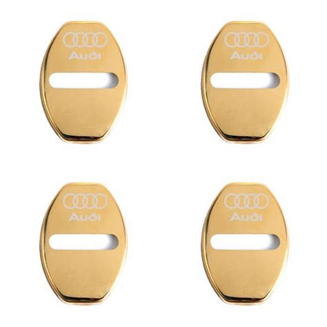 アウディ ドアロックカバー 鏡面ステンレス鋼 4個セット 車のドアロック保護カバー ステッカー レッド ゴールド アクセサリー 貼り付けタイプ カー用品 Ysmk Qtm