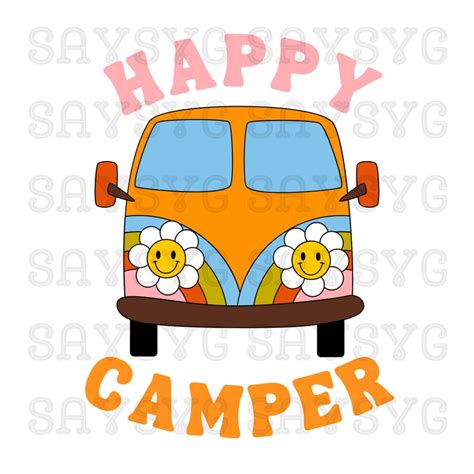 Happy Camper Svg Groovy Svg Van Svg Groovy Clipart Hippy Hippie Van Svg