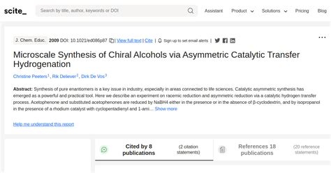 Microscale Synthesis Of Chiral Alcohols Via Asymmetric Catalytic