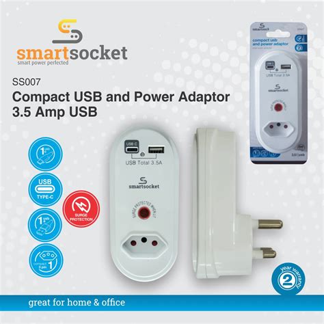 SMARTSOCKET COMPACT USB AND POWER ADAPTOR 3 5 USB GENTECH
