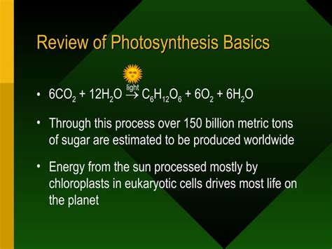 Photosynthesis Lecture Part 1 Ppt