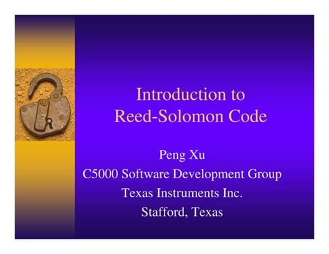 Understanding Reed Solomon Code Pdf