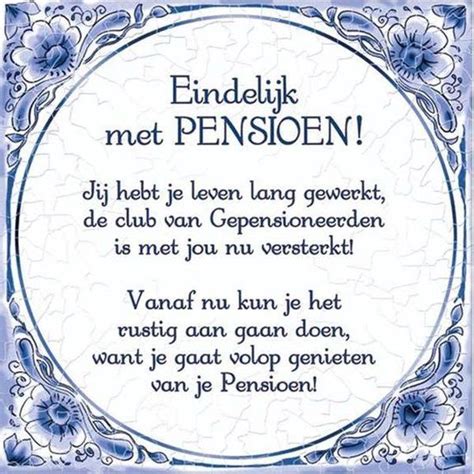 Paper Dreams Spreukentegel Pensioen 15 Cm Keramiek Blauw Wit Bol
