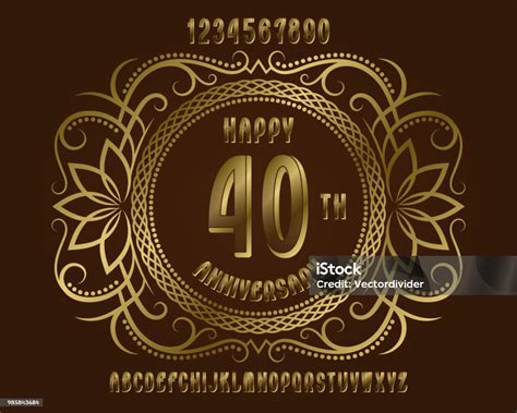 행복 한 기념일 상징 키트입니다 골든 숫자 알파벳 및 기억에 남는 표시를 만들기 위한 패턴된 프레임 기념일에 대한 스톡 벡터 아트 및 기타 이미지 Istock