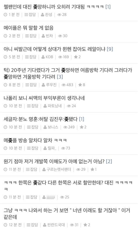 근방갤에 핫한 주제를 알고 싶다면 치지직 에펨코리아