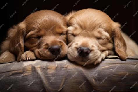 Premium Photo Two Puppies Sleeping Together