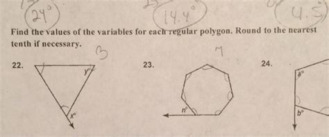 Solved 9 Y Find The Values Of The Variables For Each Regular