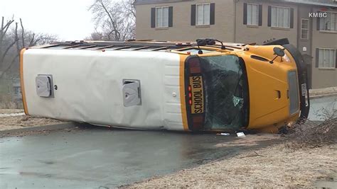School Bus Flips Over On Icy Road