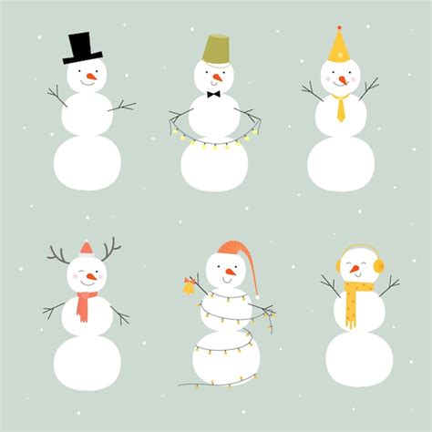 Free Vector Flat Design Snowman Character Collection