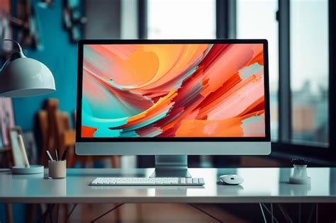 premium photo efficiency redefined modern desk with monitor display