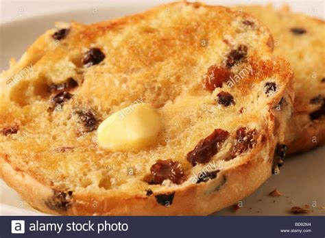 A Toasted Teacake With Butter Stock Photo 25334740 Alamy