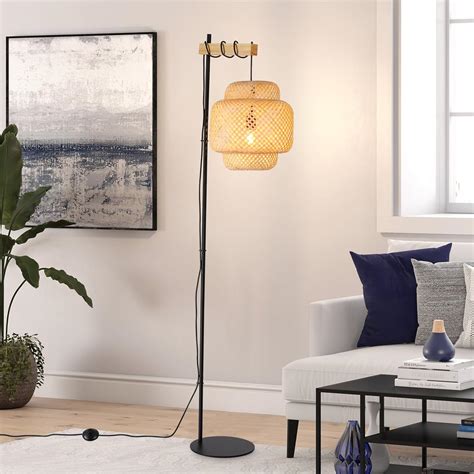 Lustorm 1 Rattan Floor Lamps Bamboo 62inch Tall Standing Lighting