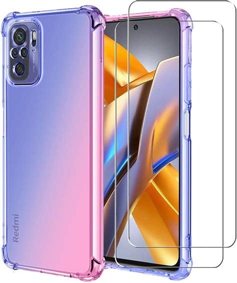ZMONE Funda Para Xiaomi Poco M5s Case Con Mica De Vidrio Cristal