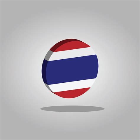 Bandeira da tailândia vetor círculo ilustrador 3d flat design Vetor