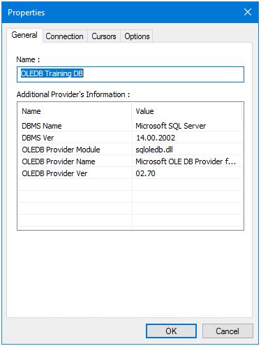 Call Stored Procedure OLEDB Tool Codeless Platforms