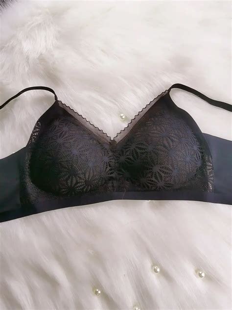 Seamless Lace Stitching Bra Sweet Comfy Wireless Stretchy Temu Australia