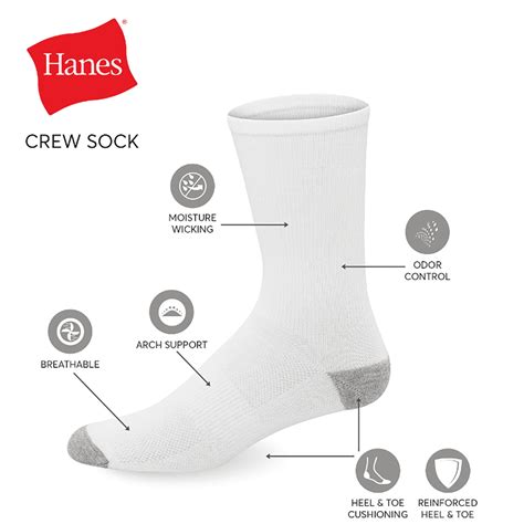 Hanes 12 Pack X Temp Mens Crew Sock With Arch Support Montgomery Ward