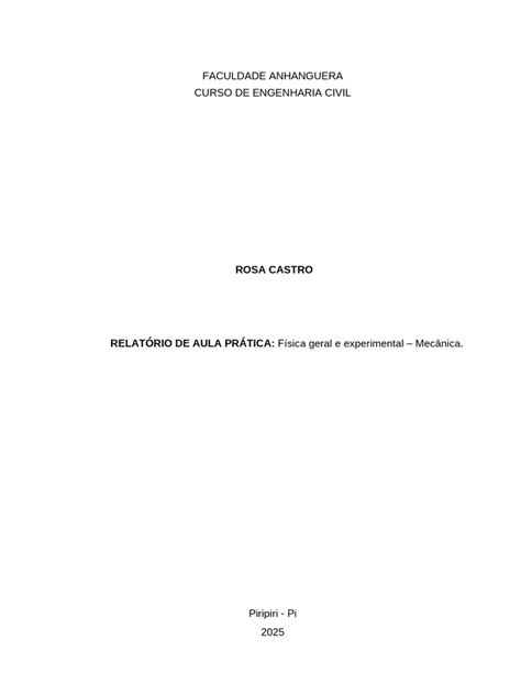 RelatÓrio De Aula PrÁtica Física Geral E Experimental Mecânica Pdf Energia Potencial Massa