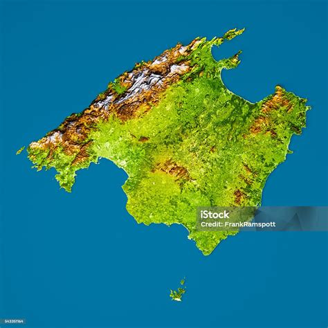 마요르카 도서지역 3d 모델 Topographic 맵 보정하였습니다 백색과 상단 뷰 마요르카 발레아레스 제도에 대한 스톡 사진