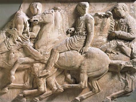 Pentelic Marble Frieze Of Parthenon By Phidias Bas Relief Depicting