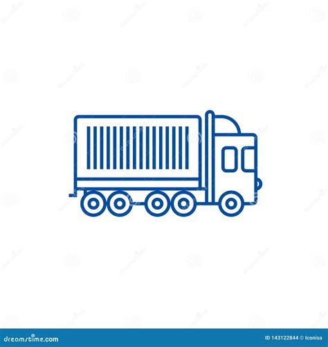 卡车，货箱线象概念 卡车，货箱平的传染媒介标志，标志，概述例证 向量例证 插画 包括有 发运 导出 143122844