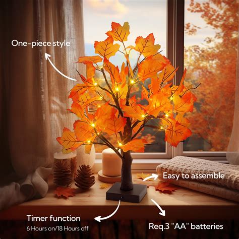 Woohaha 24led Fall Tree Lighted Maple Tree Thanksgiving Decoration