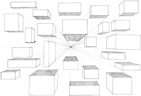 A Drawing Of Cubes In The Middle Of A Room