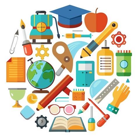 Colorful Back To School Supplies Circle Premium Ai Generated Vector