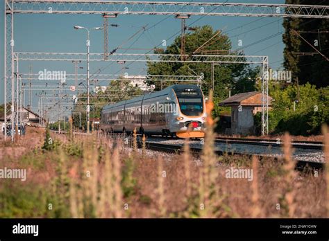 Croatian Commuter Electric Train Of Hrvatske Zeljeznice Is Approaching