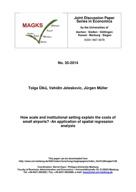 Pdf How Scale And Institutional Setting Explain The Costs Of Small Airports An Application