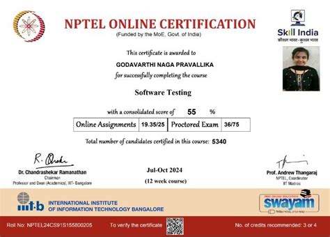 Godavarthi Naga Pravallika On Linkedin Softwaretesting Nptelcertification Continuouslearning