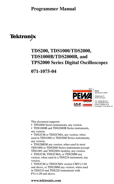 Tektronix Tds200 Series Programmers Manual Pdf Download Manualslib